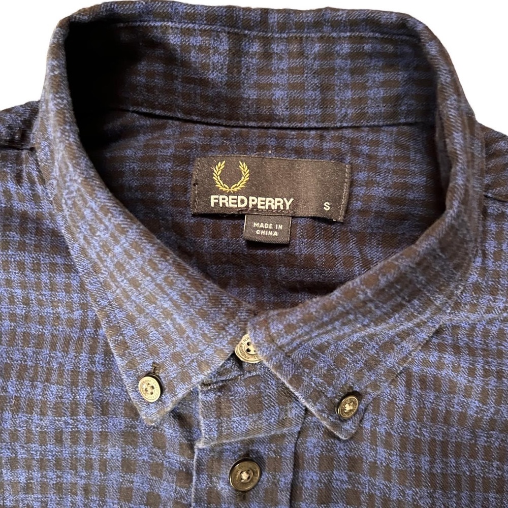 Fred Perry Blue And Black Checkered Button Down. - Gem